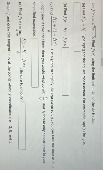 Solved Let f(x)=10x-12. ﻿Find f'(x) ﻿using the limit | Chegg.com