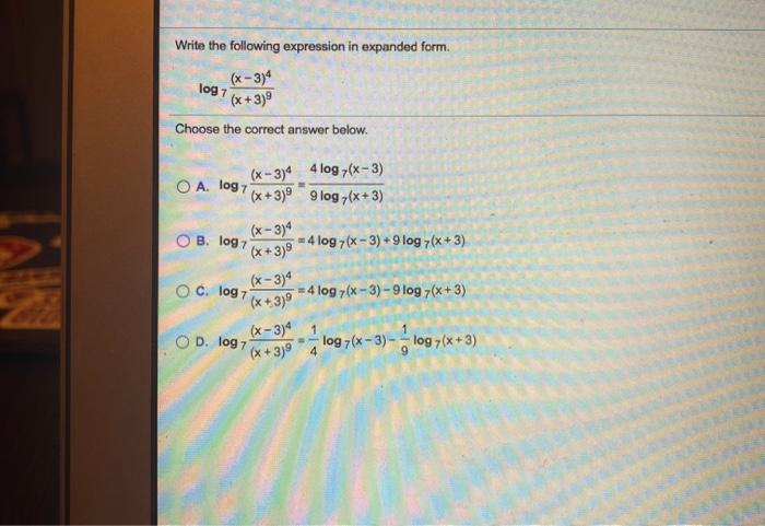 Solved Write the following expression in expanded form. log | Chegg.com