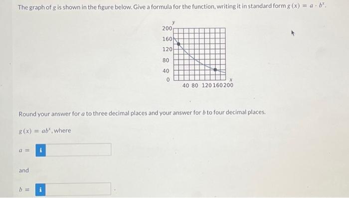 Solved A) The table below shows values for an exponential | Chegg.com