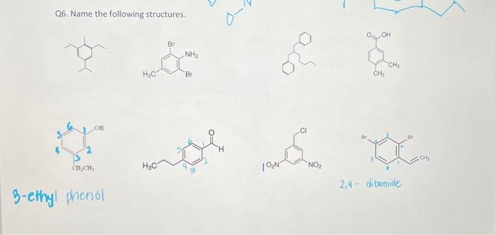 Solved Q6. Name the following structures. 3-ethyl phenol | Chegg.com
