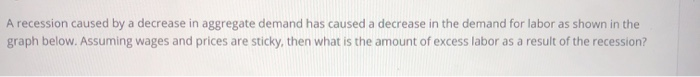 Solved A recession caused by a decrease in aggregate demand | Chegg.com