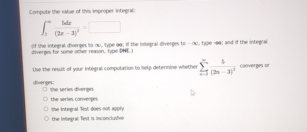 Solved Compute the value of this improper | Chegg.com