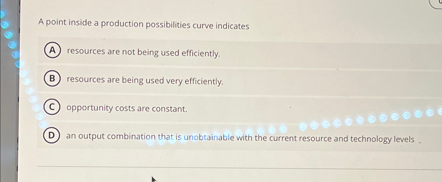 Solved A point inside a production possibilities curve | Chegg.com