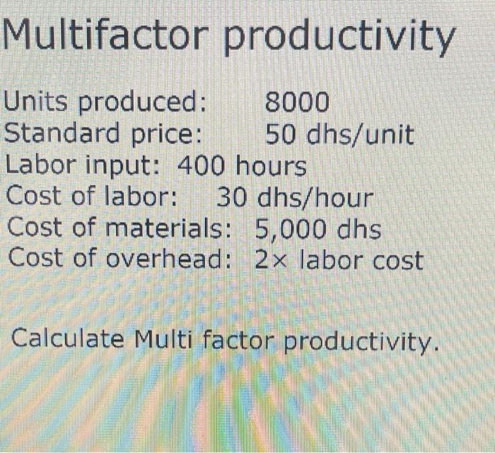 Solved Multifactor productivity Units produced: 8000 | Chegg.com