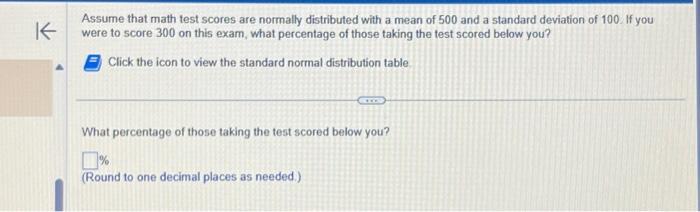 Solved Assume that math test scores are normally distributed | Chegg.com