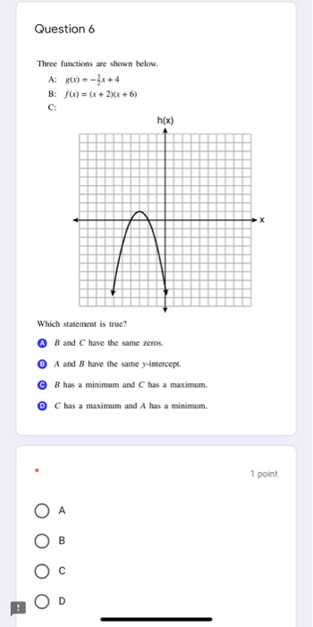Solved Question 6 Three Functions Are Shown Below A 