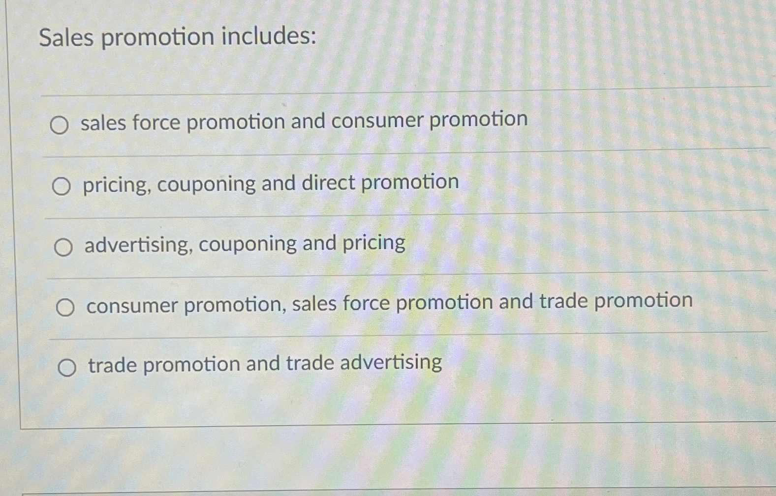 Solved Sales promotion includes:sales force promotion and | Chegg.com