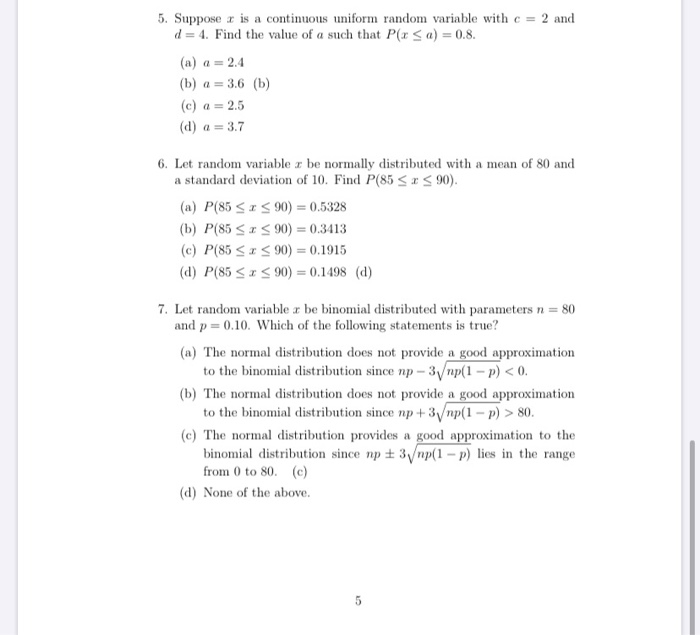 Solved 5. Supposer is a continuous uniform random variable | Chegg.com