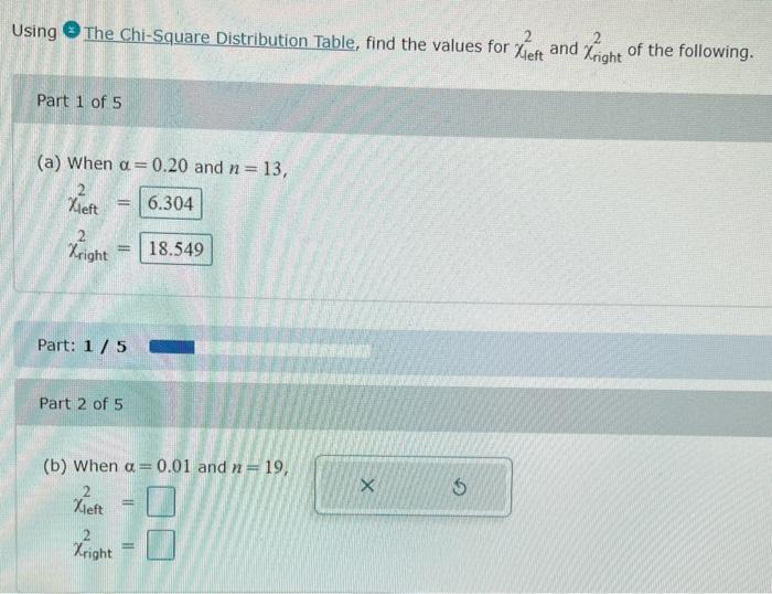 Solved Using 2 The Chi-Square Distribution Table, find the | Chegg.com