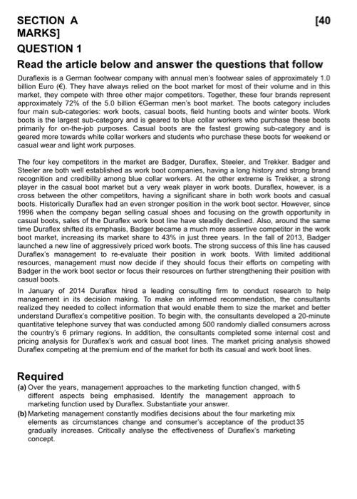 Solved SECTION A [40 MARKS] QUESTION 1 Read the article | Chegg.com