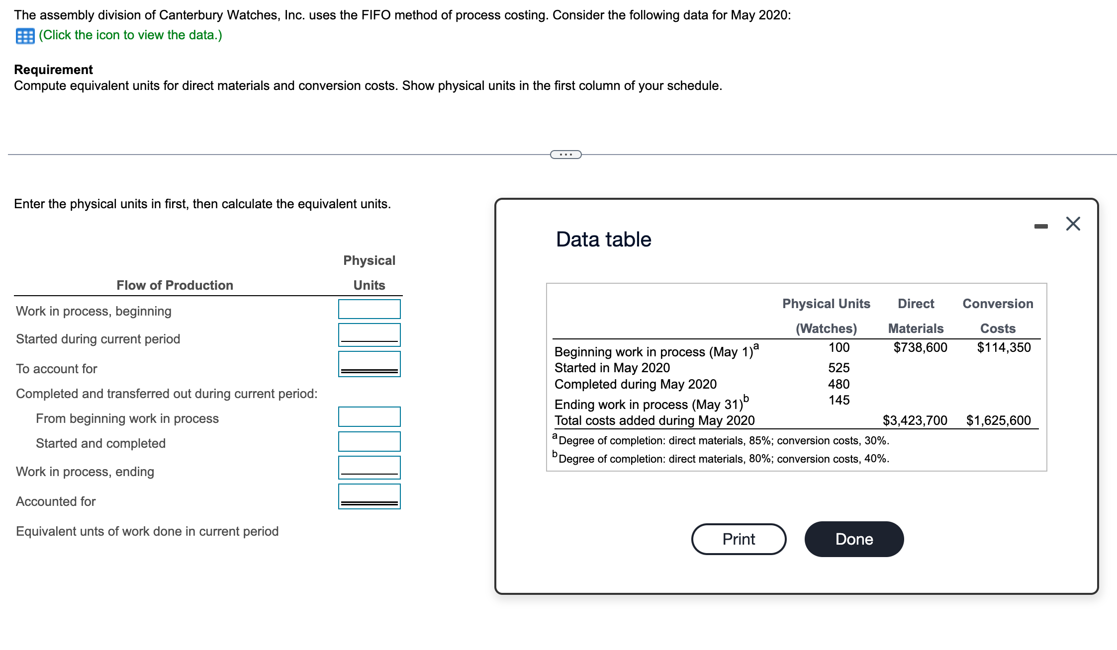 Solved The assembly division of Canterbury Watches , ﻿Inc. | Chegg.com