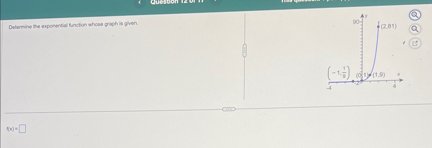 Solved Determine the exponential function whose graph is | Chegg.com