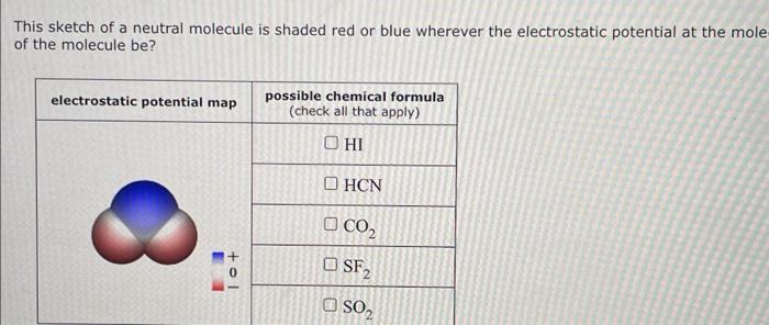 Solved This sketch of a neutral molecule is shaded red or | Chegg.com