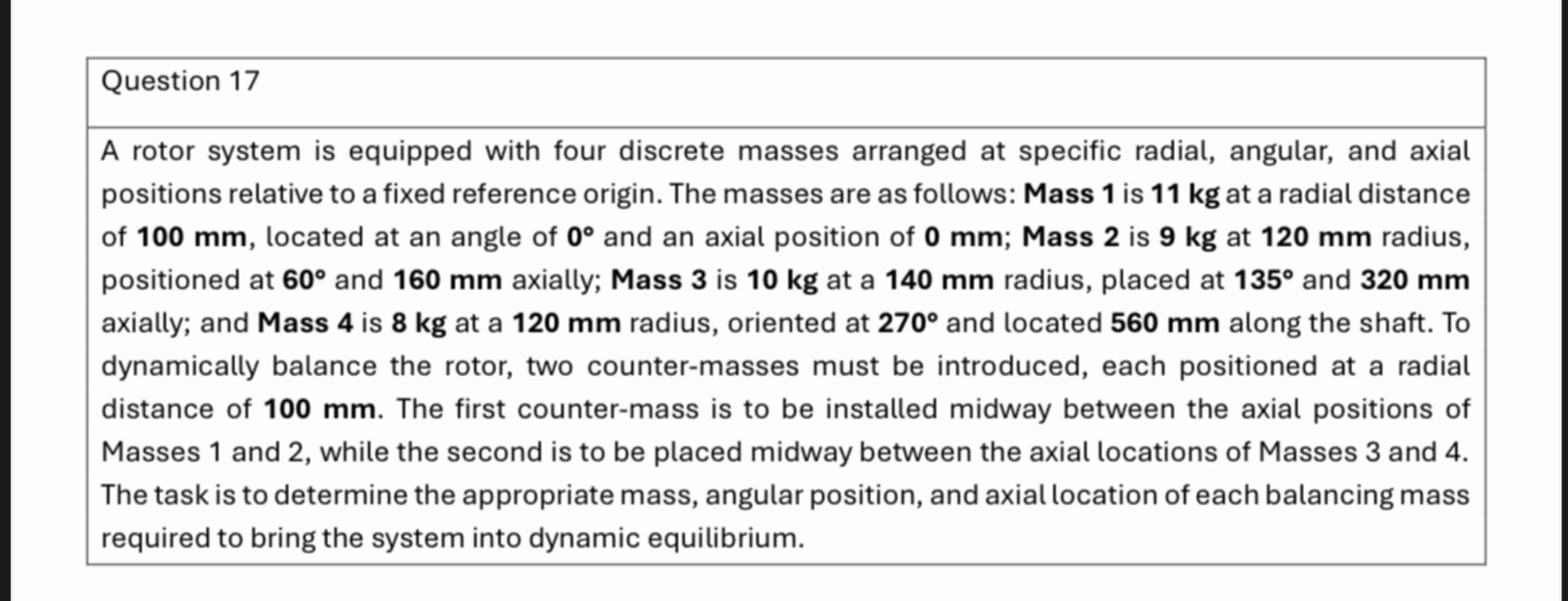 Solved Question 17 ﻿A rotor system is equipped with four | Chegg.com