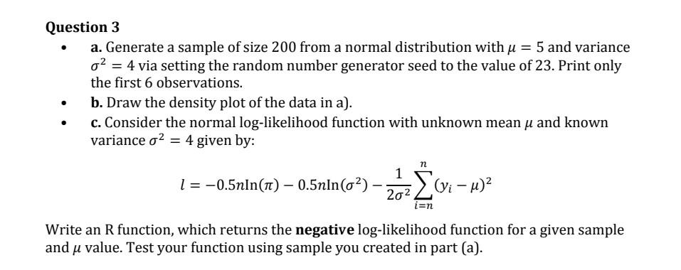 Solved Question 3 A Generate A Sample Of Siz