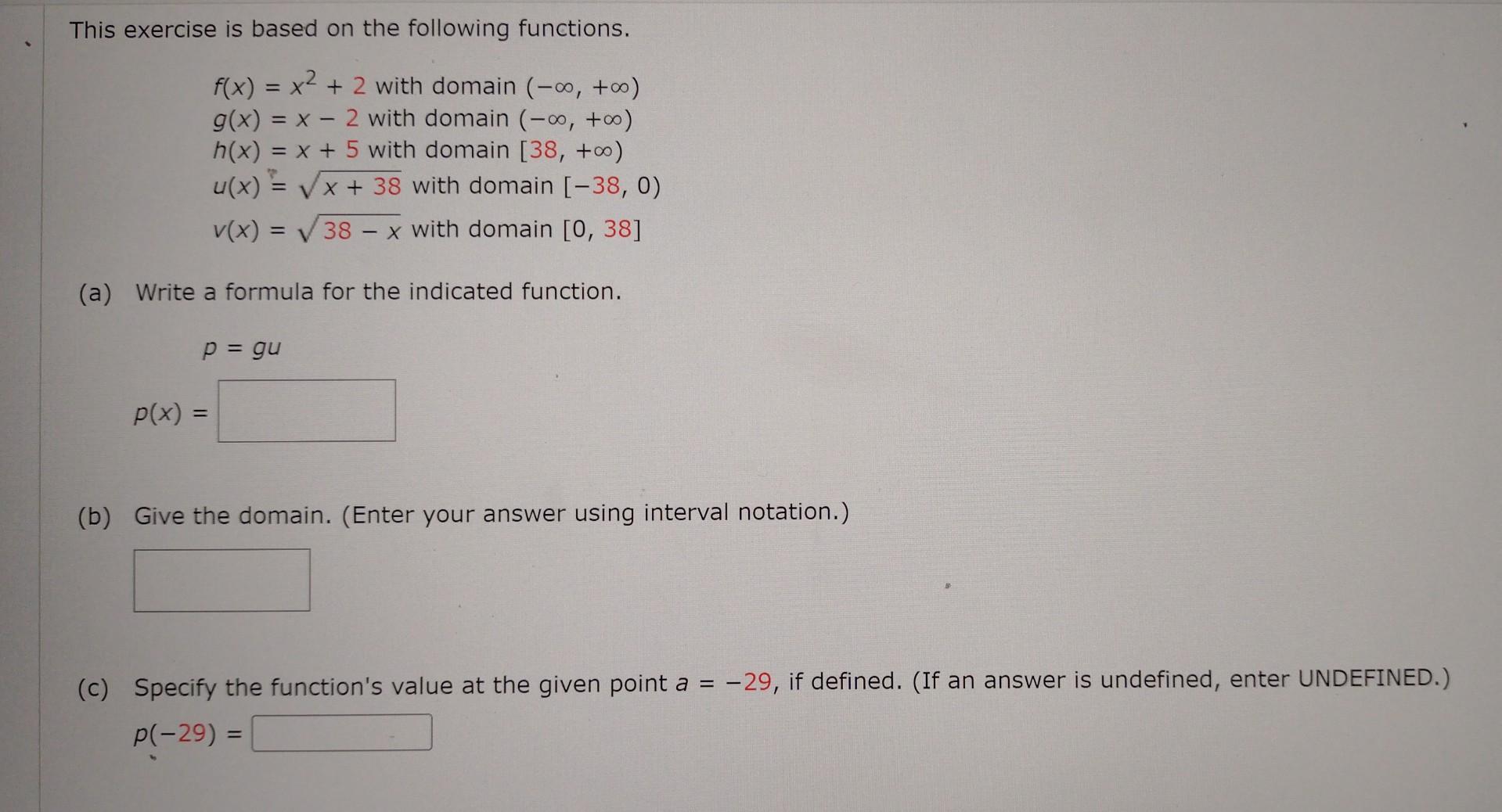 Solved This exercise is based on the following functions. | Chegg.com