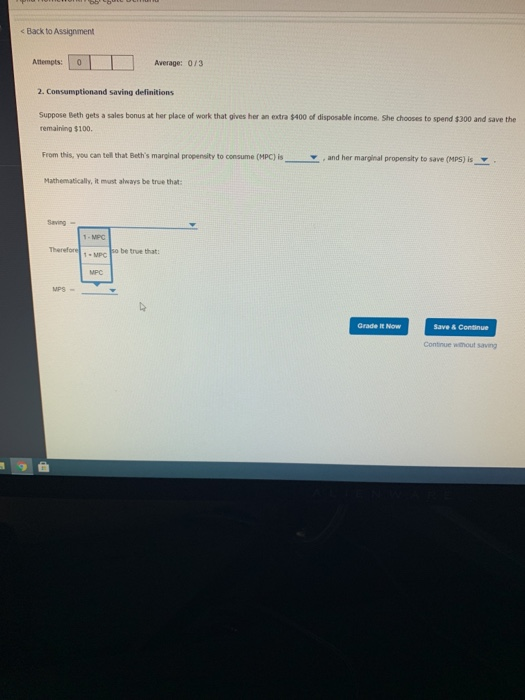 Solved Attempts: 0 Average: 0/3 2. Consumptionand saving | Chegg.com