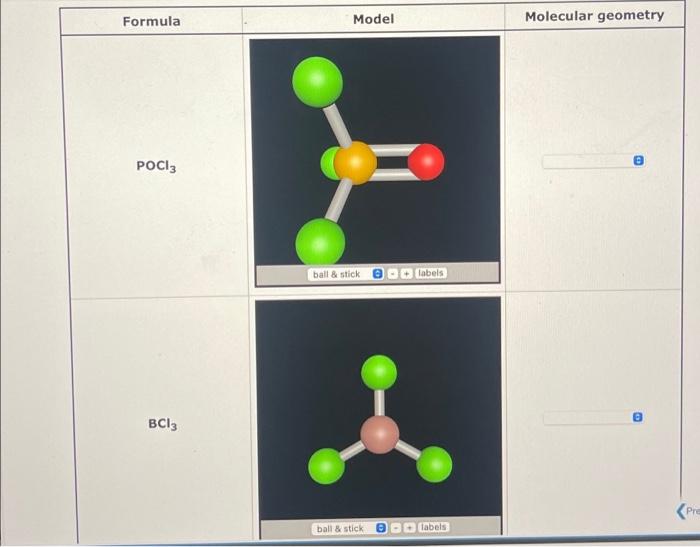 Solved Formula POCI 3 BC13 Model ball & stick C ball & stick | Chegg.com