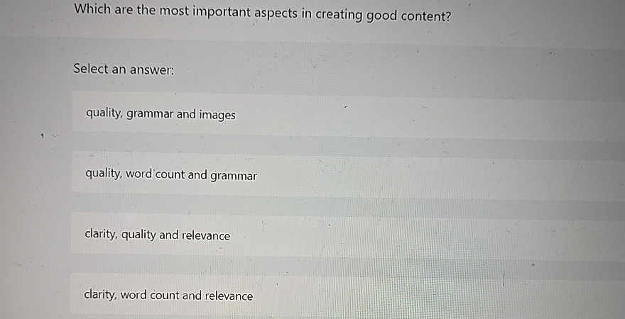 Solved Which are the most important aspects in creating good | Chegg.com