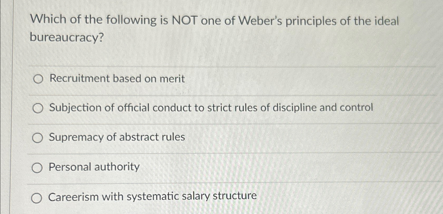 Solved Which of the following is NOT one of Weber's | Chegg.com