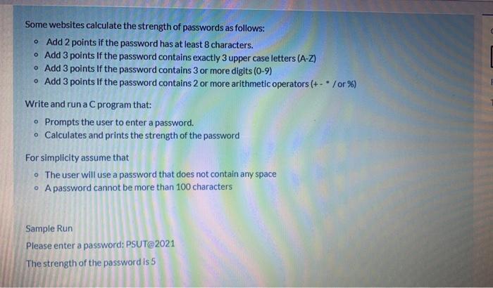 Solved Some websites calculate the strength of passwords as | Chegg.com