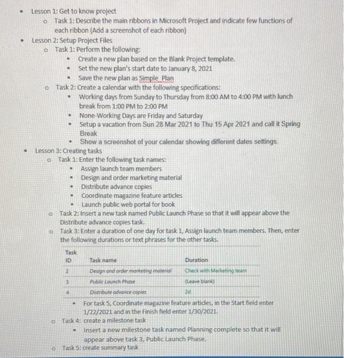 Solved e o Lesson 1: Get to know project Task 1: Describe | Chegg.com