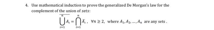 Solved Use mathematical induction to prove the generalized | Chegg.com