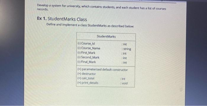 Solved Develop a system for university, which contains | Chegg.com