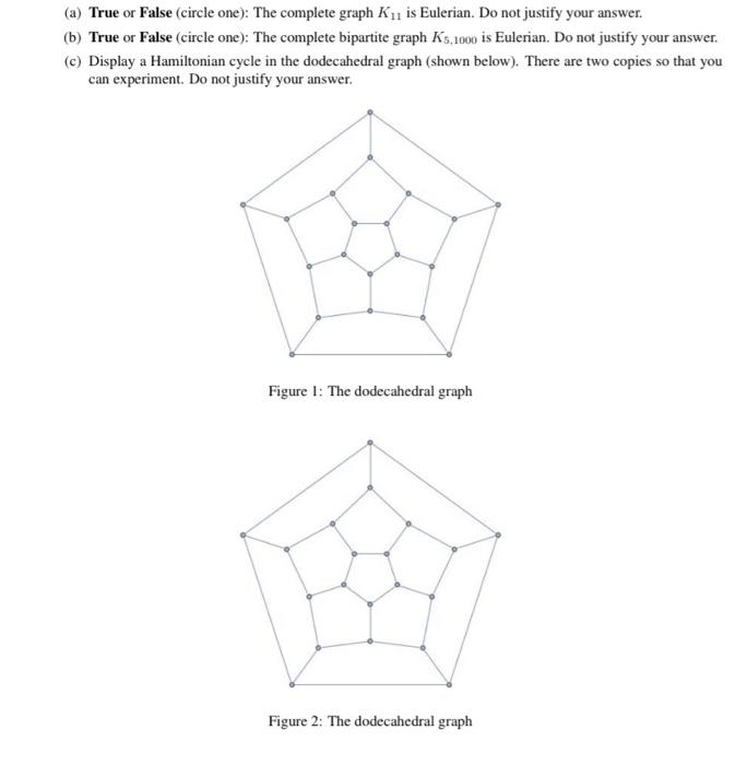 Solved (a) True or False (circle one): The complete graph Ki | Chegg.com