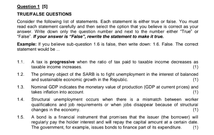 Solved TRUE/FALSE QUESTIONS Consider the following list of | Chegg.com