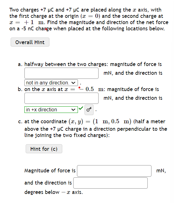 Solved Two charges +7μC ﻿and +7μC ﻿are placed along the x | Chegg.com