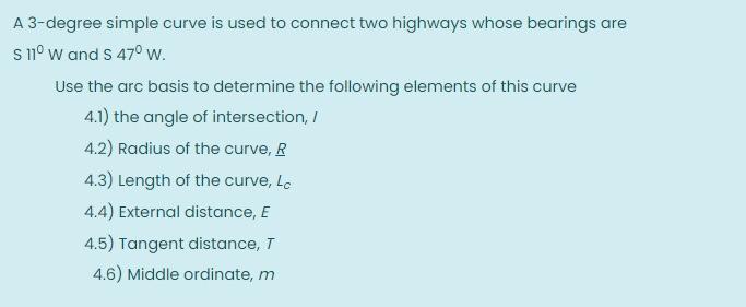 Solved A 3-degree simple curve is used to connect two | Chegg.com