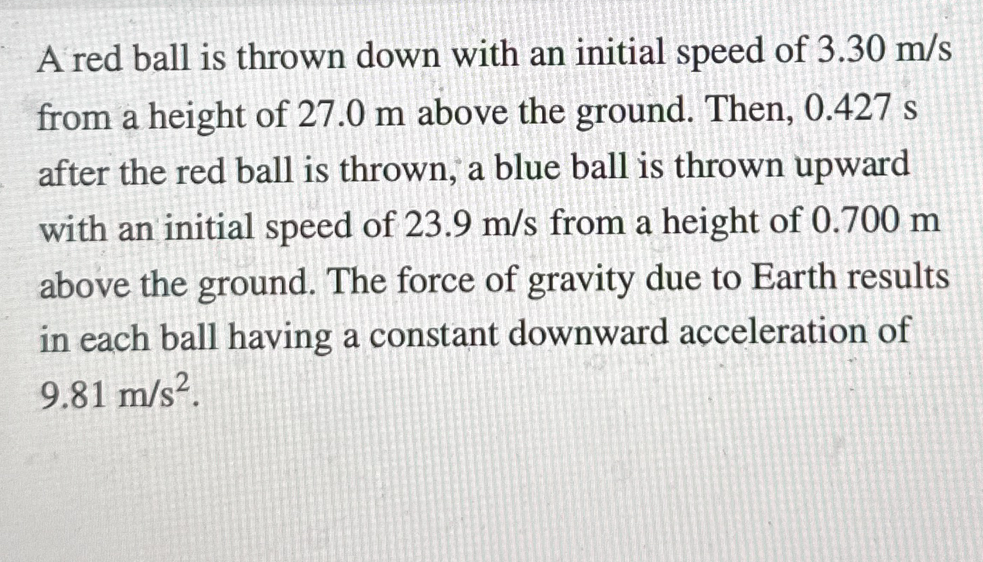 Solved A red ball is thrown down with an initial speed of | Chegg.com