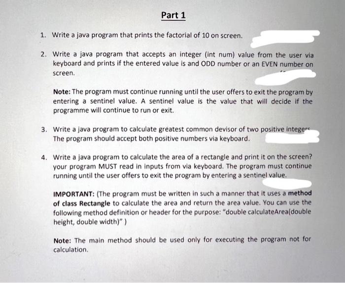 Solved 1. Write a java program that prints the factorial of | Chegg.com