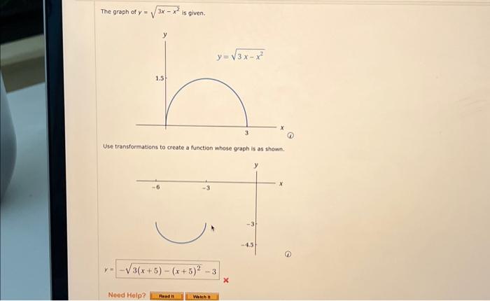 Solved The graph of y=3x−x2 is given. Use transformations to | Chegg.com