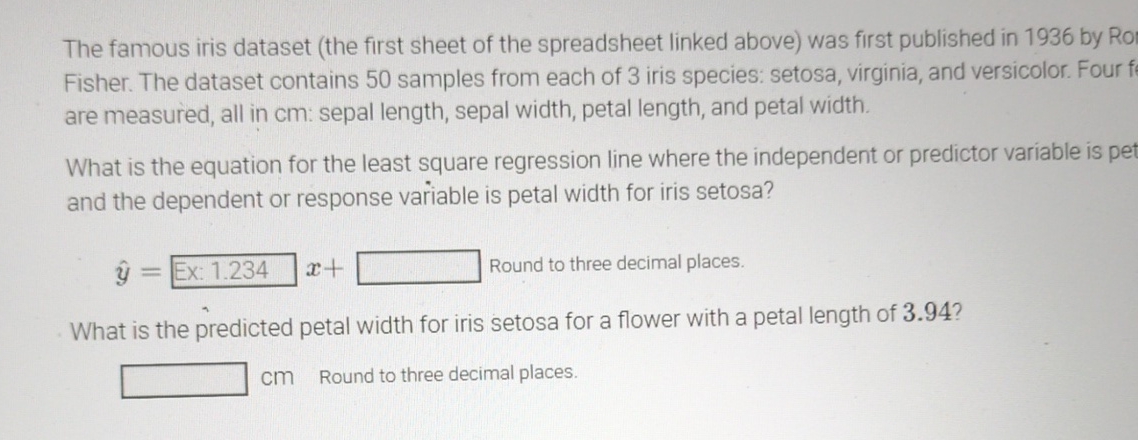 Solved The famous iris dataset (the first sheet of the | Chegg.com