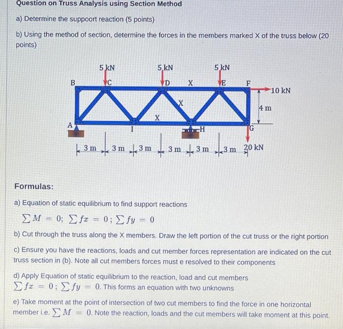 Solved Question on Truss Analysis using Section Method a) | Chegg.com