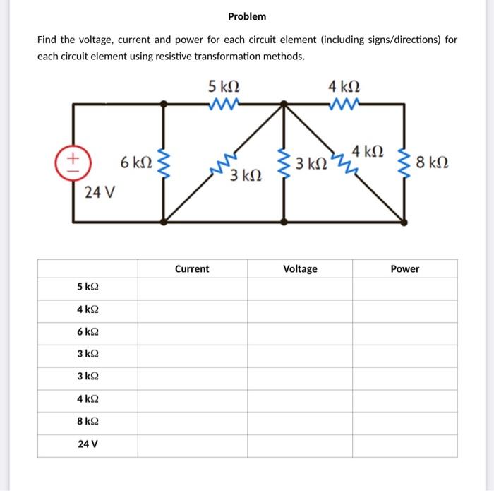 Solved Find the voltage, current and power for each circuit | Chegg.com