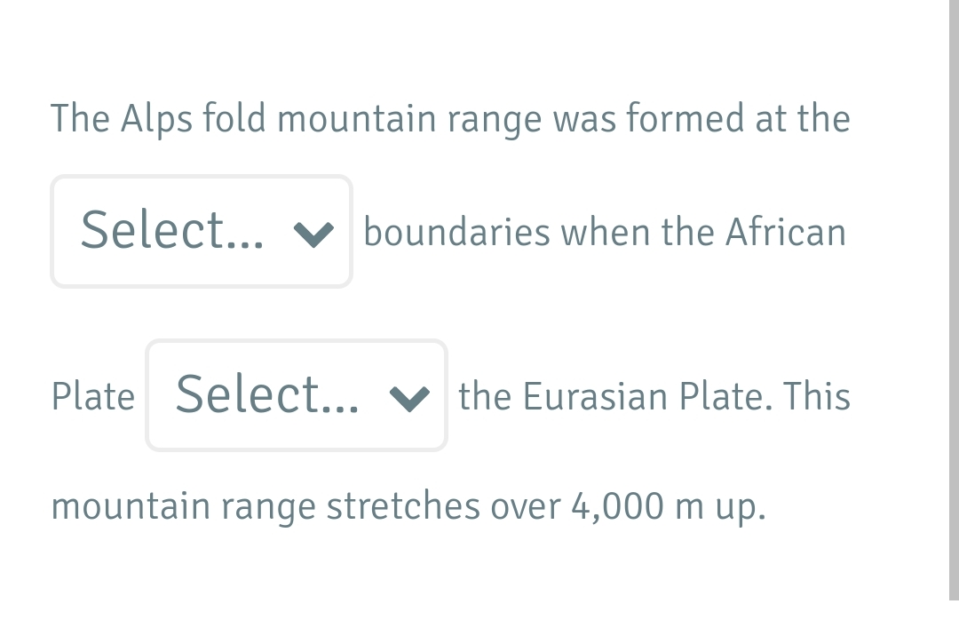 Solved The Alps fold mountain range was formed at the | Chegg.com