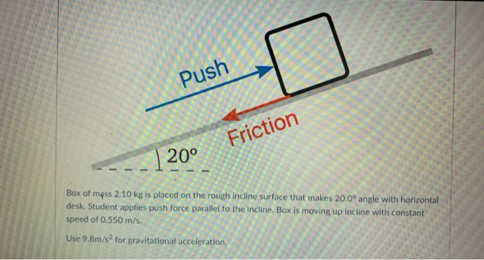 Solved Push Friction 20° Box of mass 2.10 kg is placed on | Chegg.com