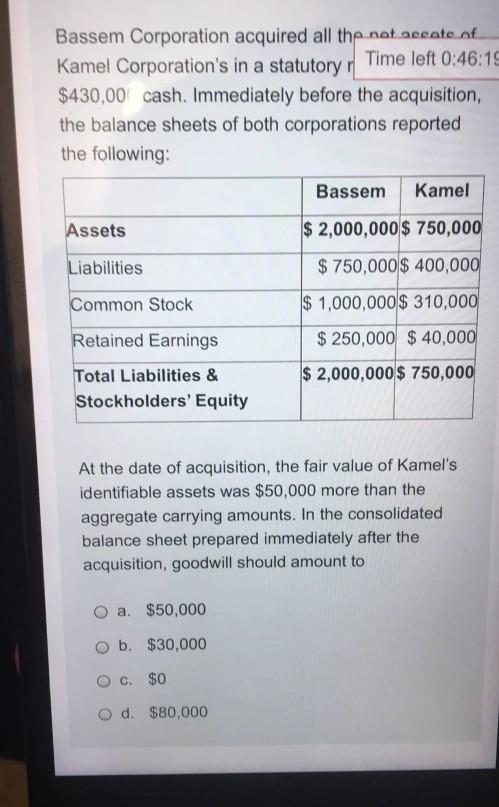 Solved Bassem Corporation acquired all the not accate of | Chegg.com