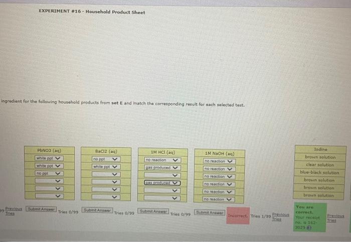 experiment 16 involves determining the identity of 6 | Chegg.com