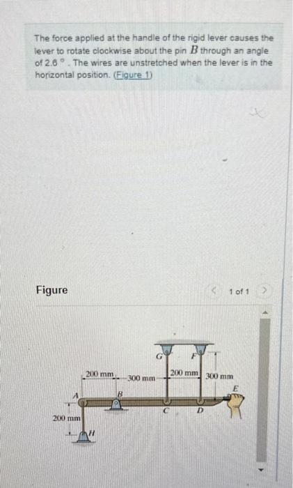 Solved The force applied at the handle of the rigid lever | Chegg.com