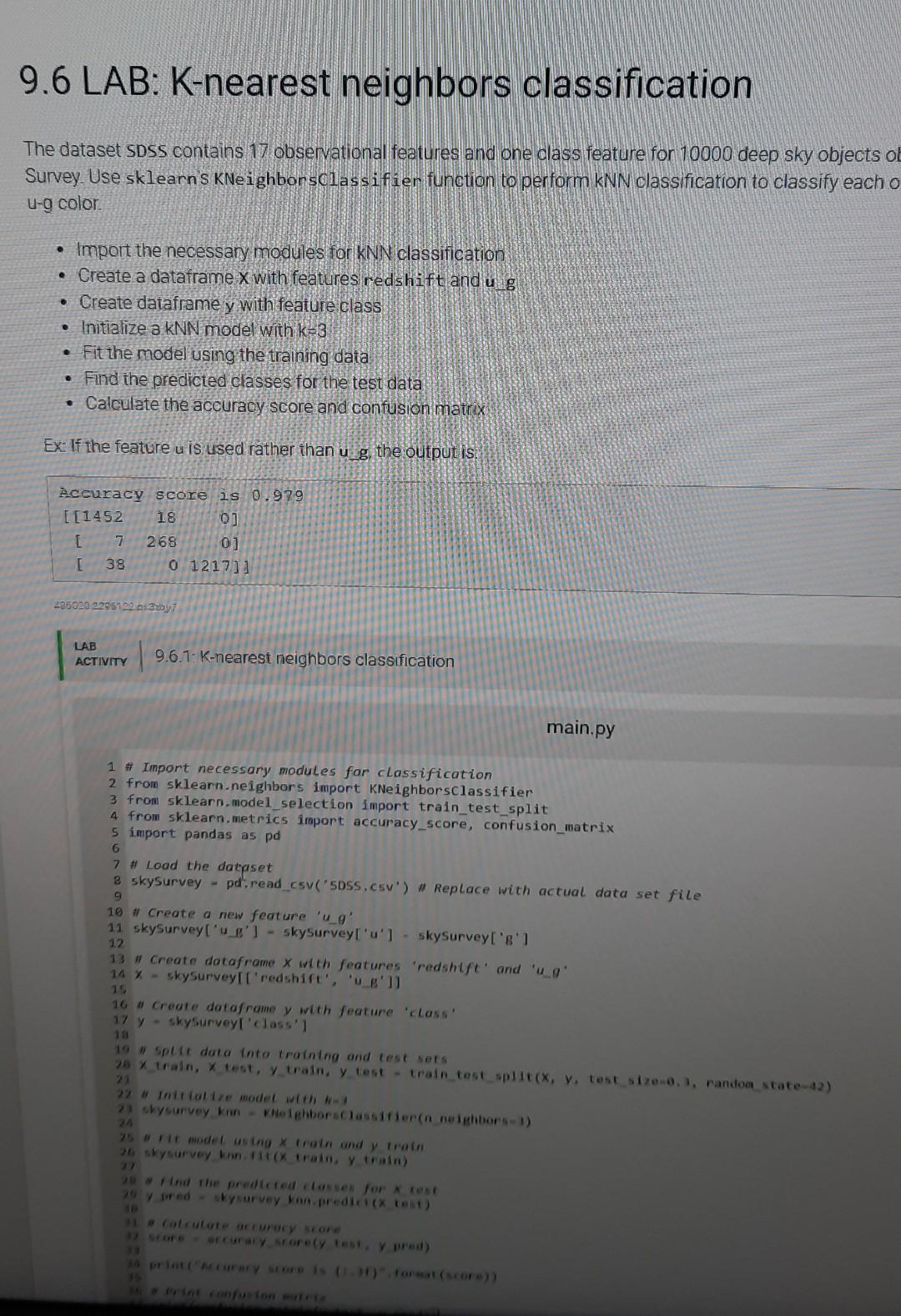 Solved 1 # Import necessary modules for classification 2 | Chegg.com