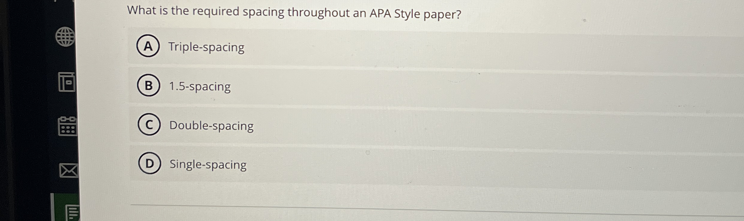 Solved What is the required spacing throughout an APA Style | Chegg.com