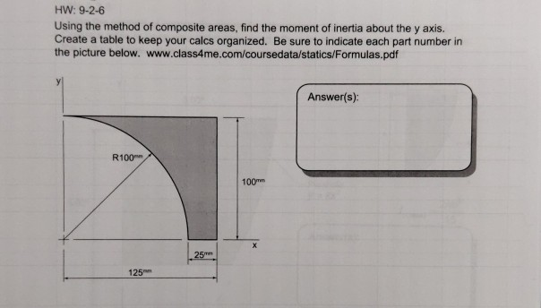 Solved HW: 9-2-6 Using the method of composite areas, find | Chegg.com
