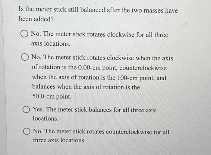 Calculate the torque τ100,1 acting on the meter stick | Chegg.com