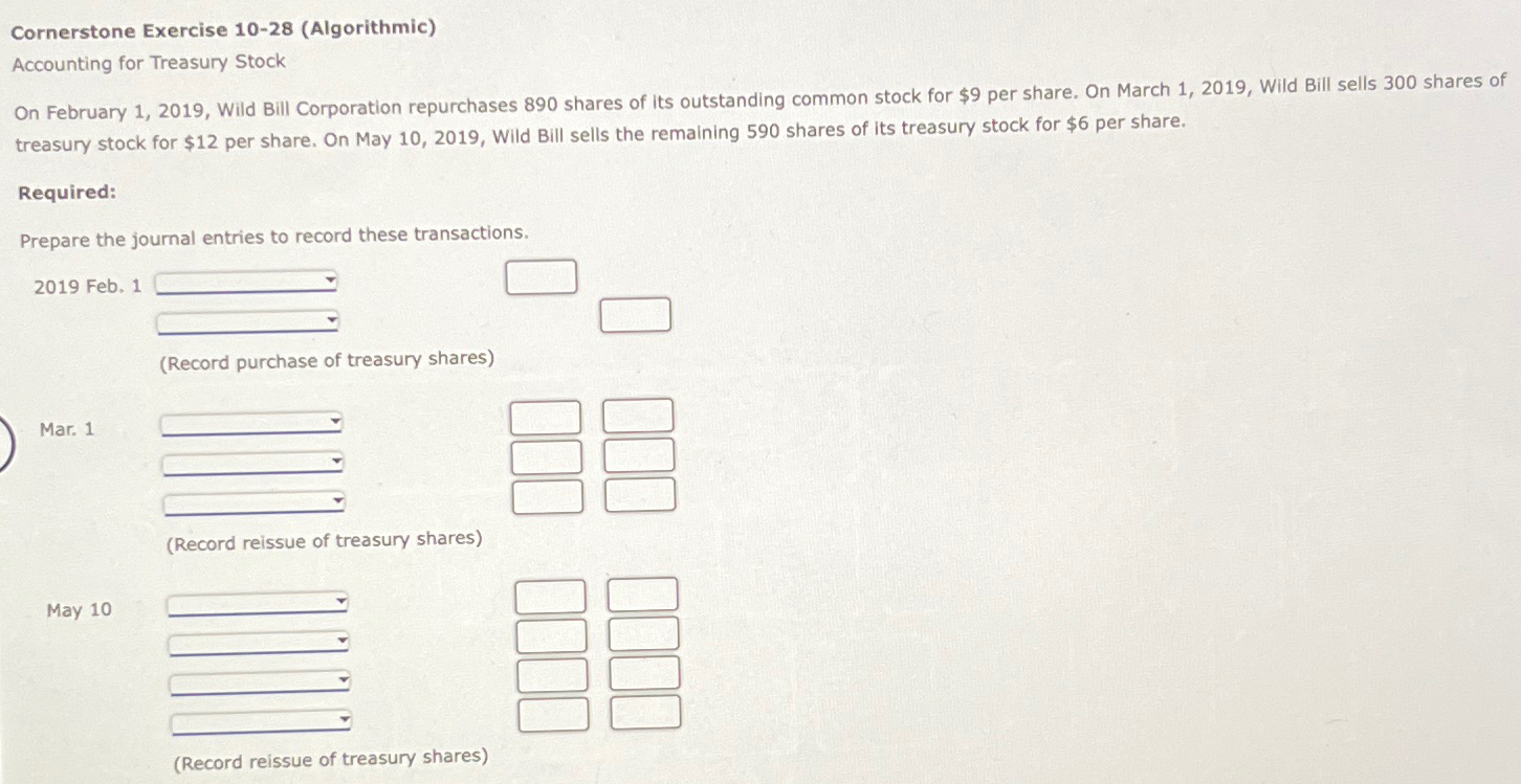 Solved Cornerstone Exercise 10-28 (Algorithmic)Accounting | Chegg.com