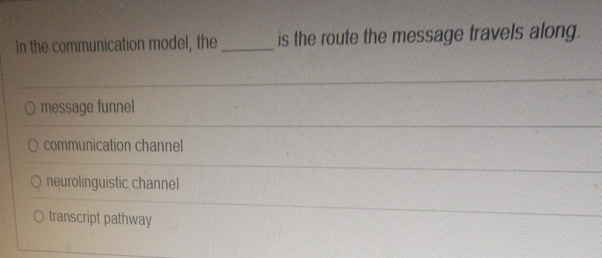 Solved In the communication model, the q, ﻿is the route the | Chegg.com