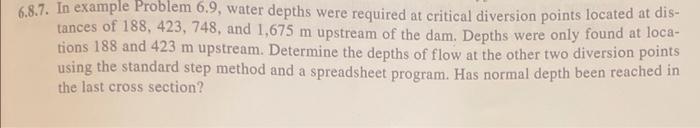 6.8.7. In example Problem 6.9 , water depths were | Chegg.com